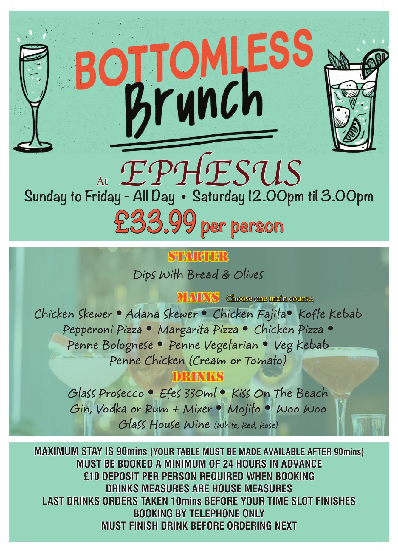 Bottomless Brunch – The Ephesus Restaurant